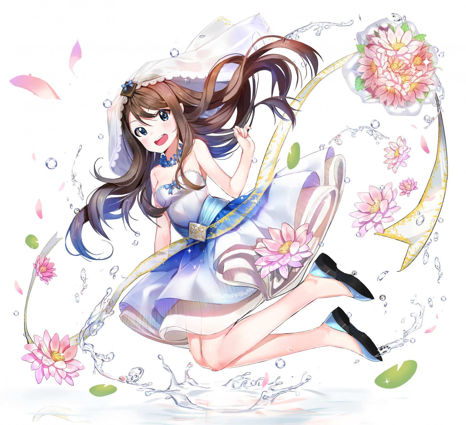 Wallpaper Illustration Long Hair Anime Girls Dress Cartoon