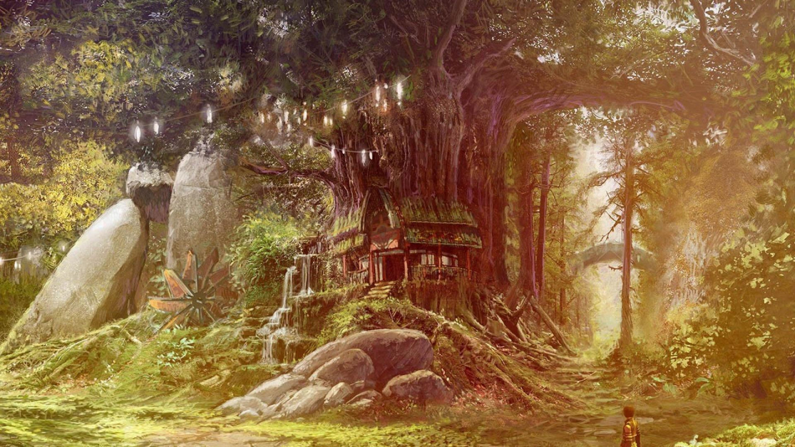 Bakgrundsbilder : solljus, skog, anime, djungel, träd, höst, livsmiljö ...