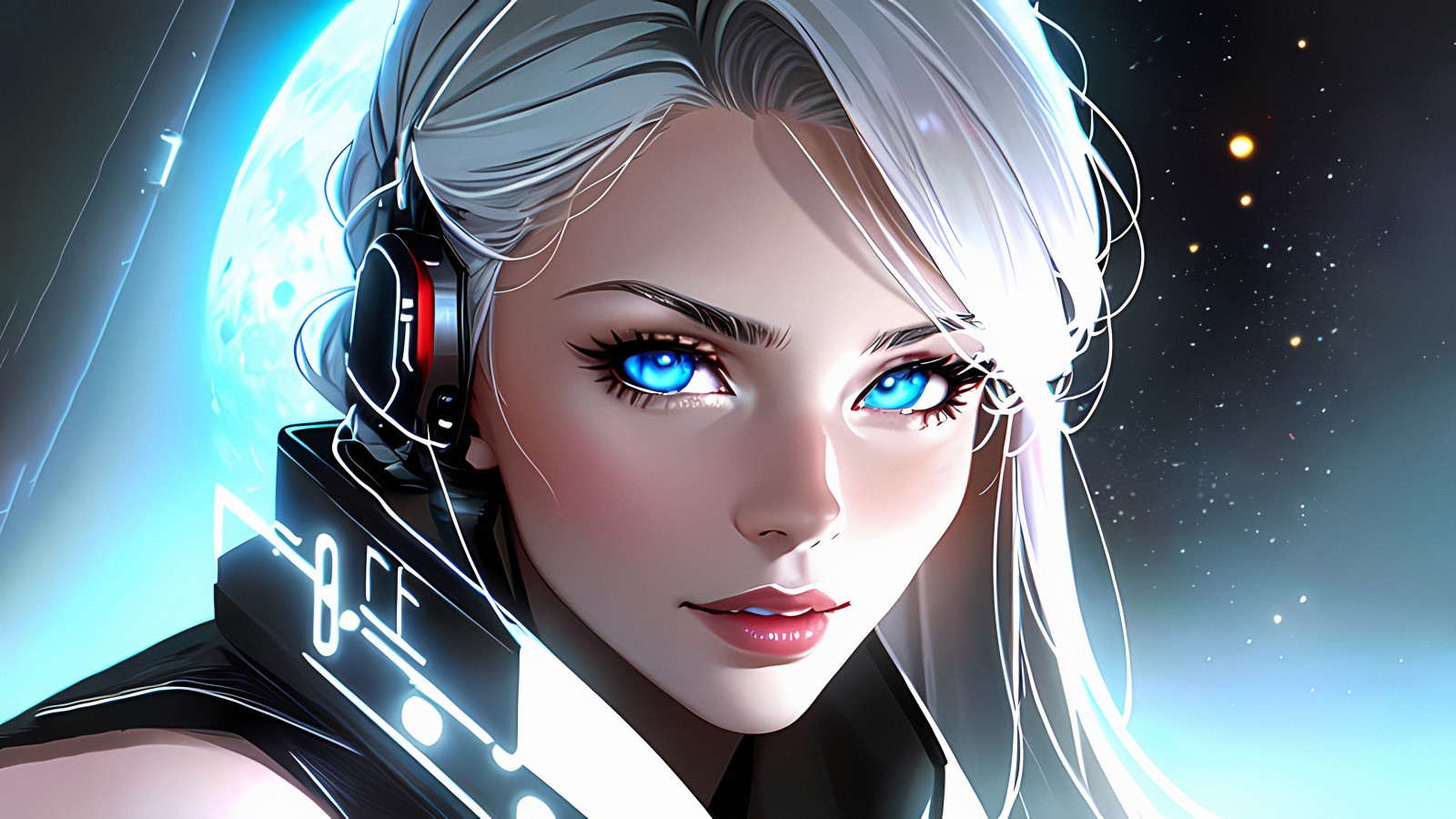 Wallpaper Stable Diffusion 4k Space Women Headphones Ai Art - Free ...
