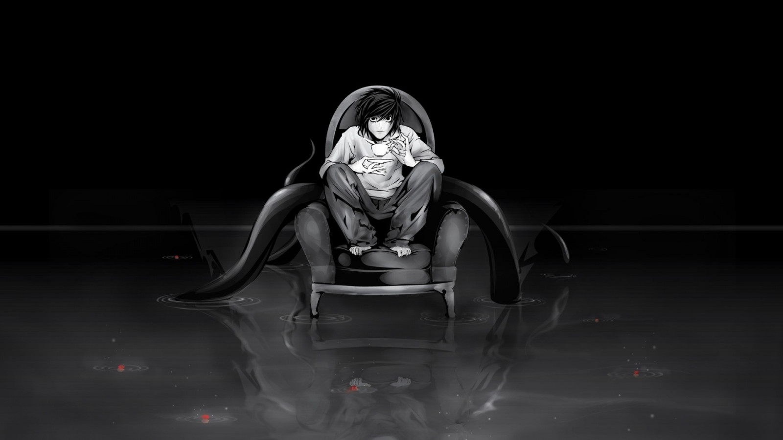 Hình nền : đen, Đơn sắc, Death Note, Lawliet L, bóng tối, Ảnh chụp màn ...