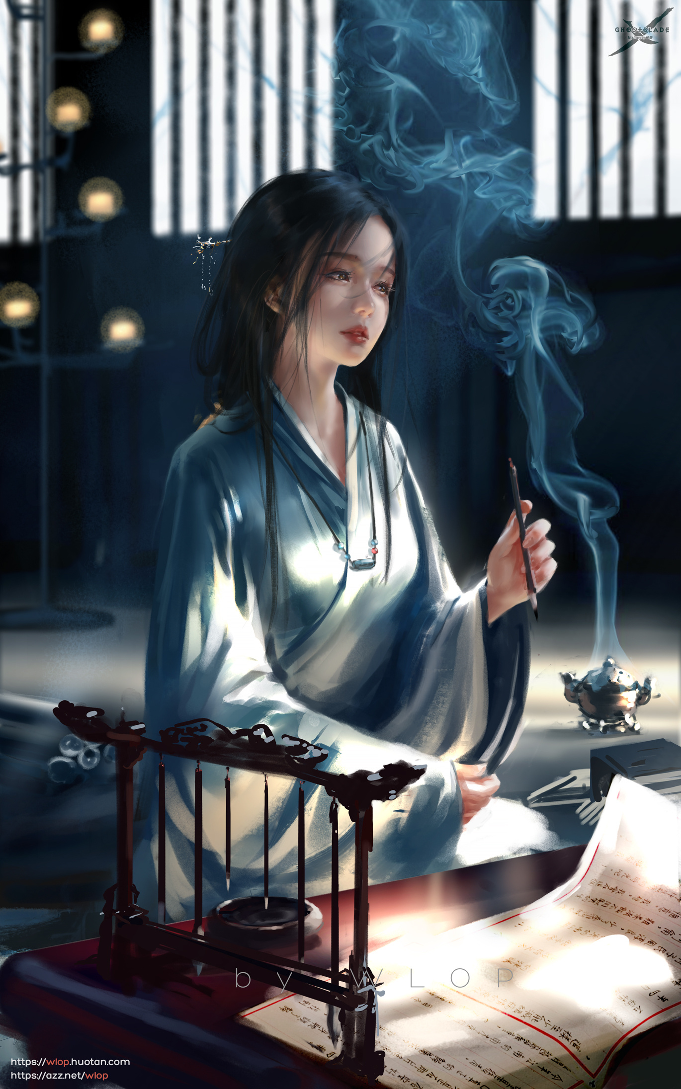 Wallpaper Wlop Artwork Fantasy Girl Ghostblade Women Long Hair