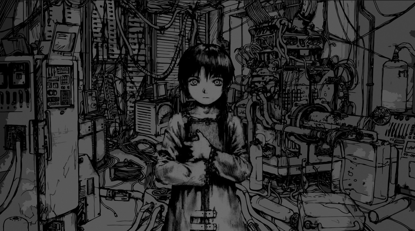 Wallpaper : drawing, illustration, cartoon, Serial Experiments Lain ...