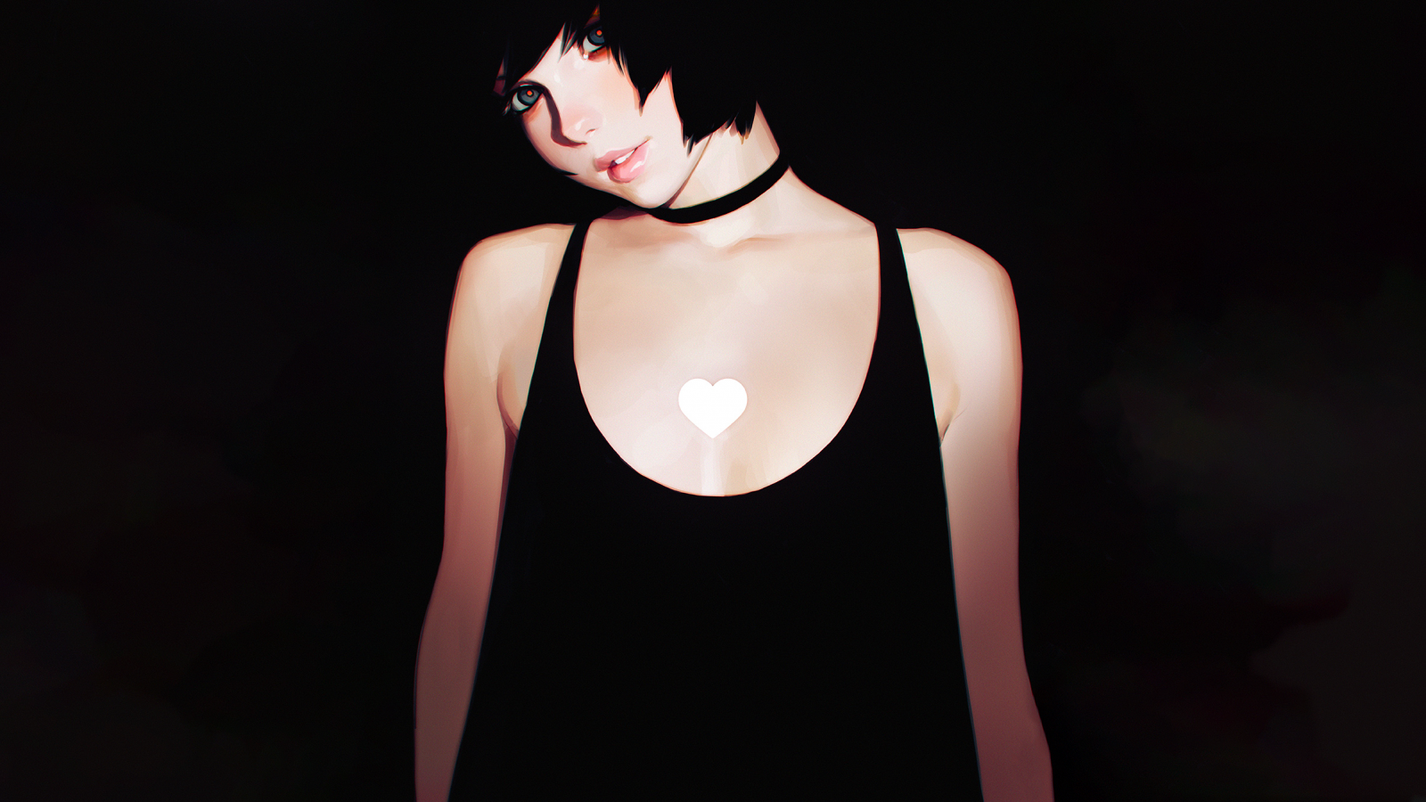 Wallpaper Digital Art Artwork Women Simple Background Short Hair