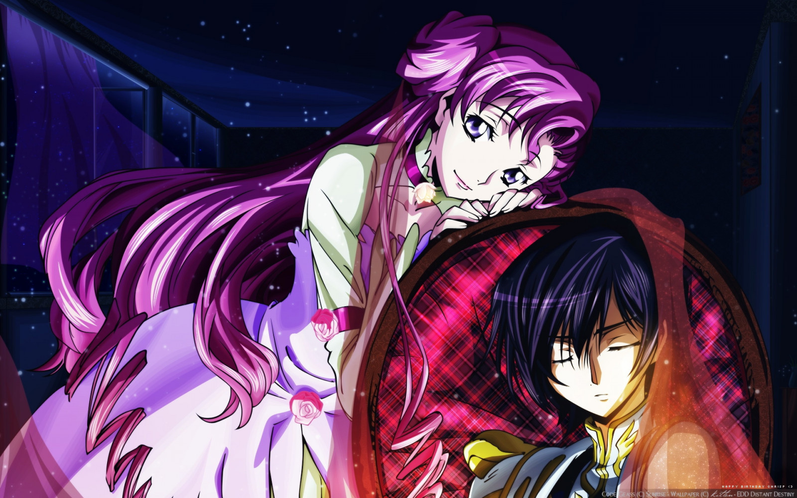 Wallpaper : Code Geass, boy, girl, smile, night, chair 1920x1200 ...