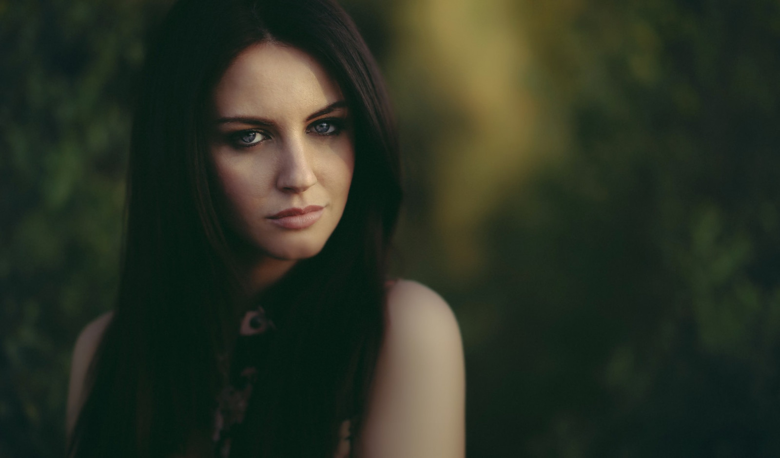 Wallpaper Face Sunlight Women Long Hair Blue Eyes Brunette