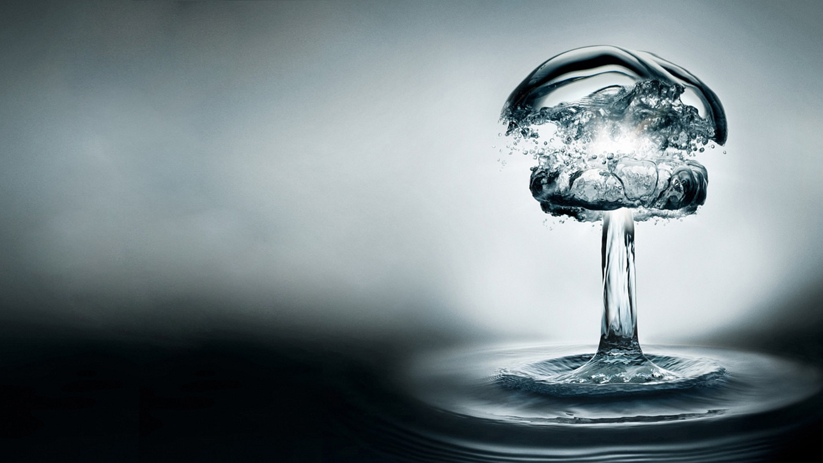 Bakgrundsbilder : vatten, explosion, svampmoln, digital konst 1600x900 ...