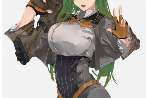 배경 화면 : G28 Girls Frontline, 긴 머리, 녹색 머리카락, 소녀 전선, 애니메이션 소녀들, 삽화, 디지털 ...