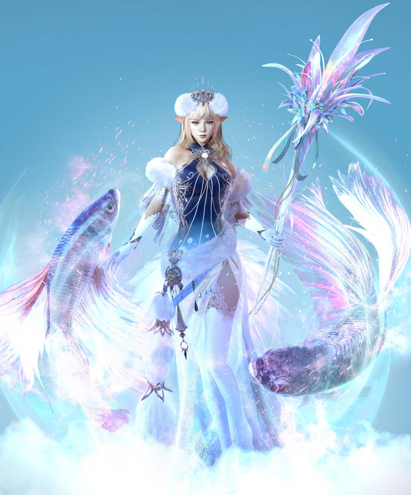 วอลเปเปอร์ : CGI, สาวแฟนตาซี, ศิลปะจินตนาการ, สีบลอนด์, เอลฟ์ 1920x2313 ...