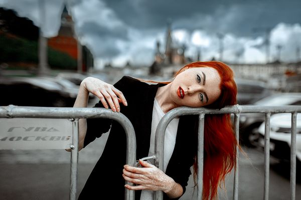 Wallpaper Model Redhead Looking At Viewer Portrait Dress Crow