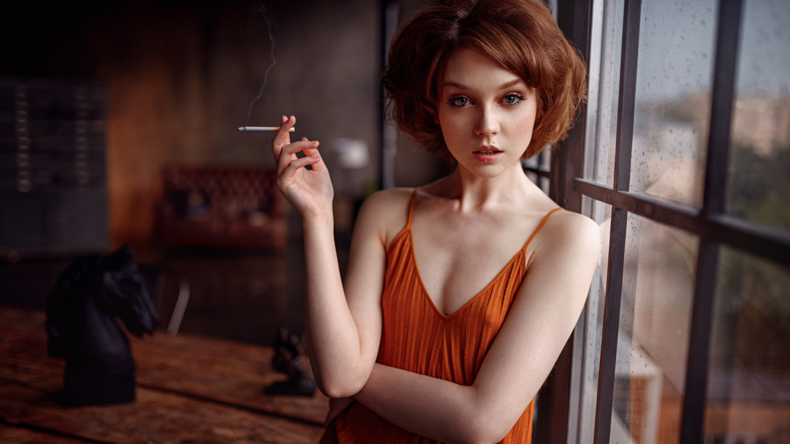 Wallpaper Olya Pushkina Model Brunette Looking At Viewer Portrait