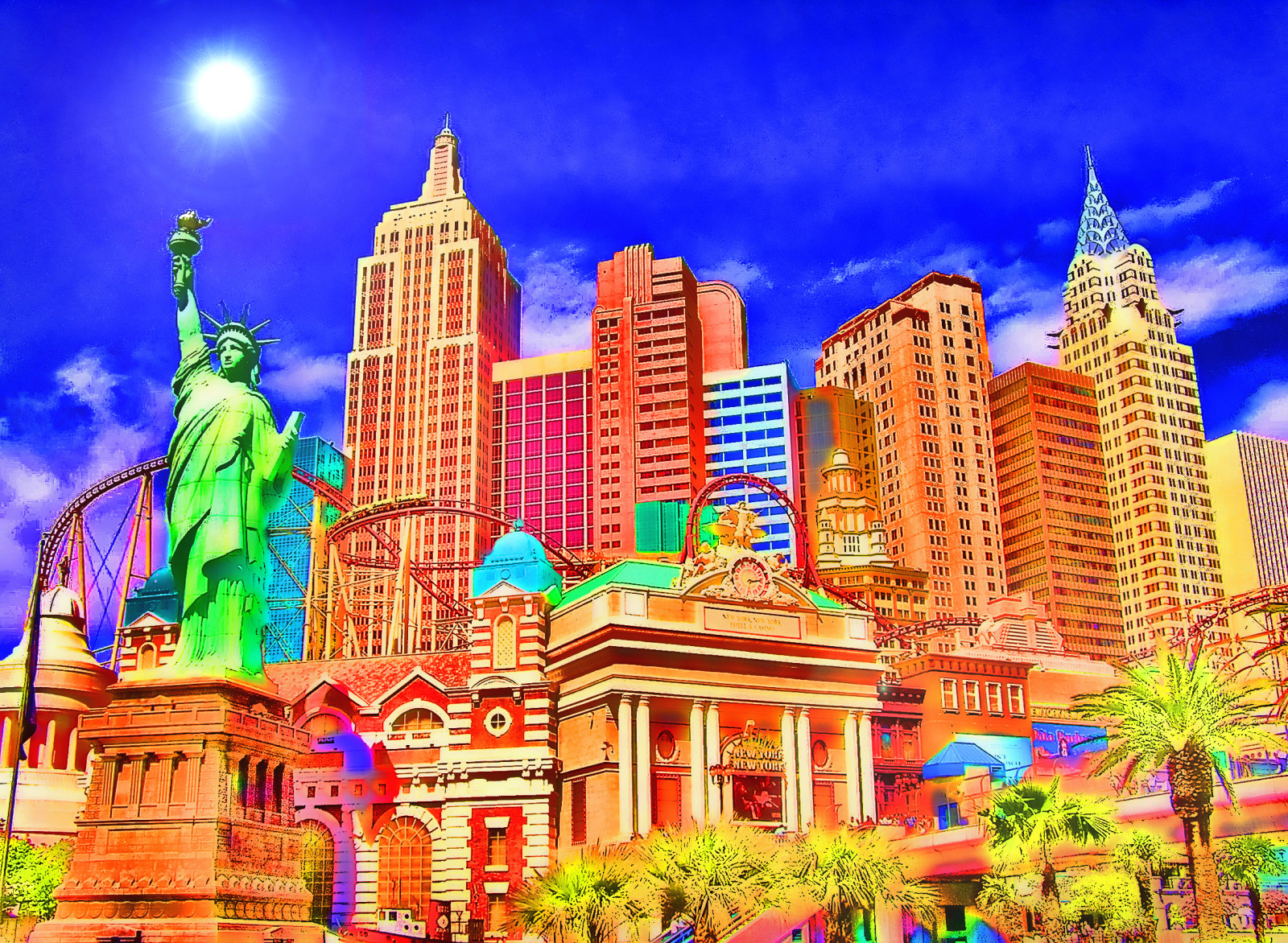 배경 화면 : 야생, 태양, 화려한, 라스베가스, 네바다, 만화, 카지노, 야자수, interpretive ...