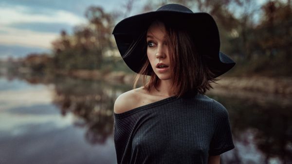 Wallpaper Women Auburn Hair Tattoo Nipples Through Clothing T