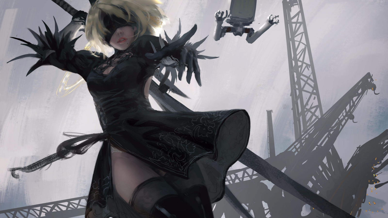 デスクトップ壁紙 : 66 girl, ゲームCG, ニアオートマタ, NieR, WLOP 3840x2160 - devilson - 1401647 - デスクトップ壁紙 - WallHere