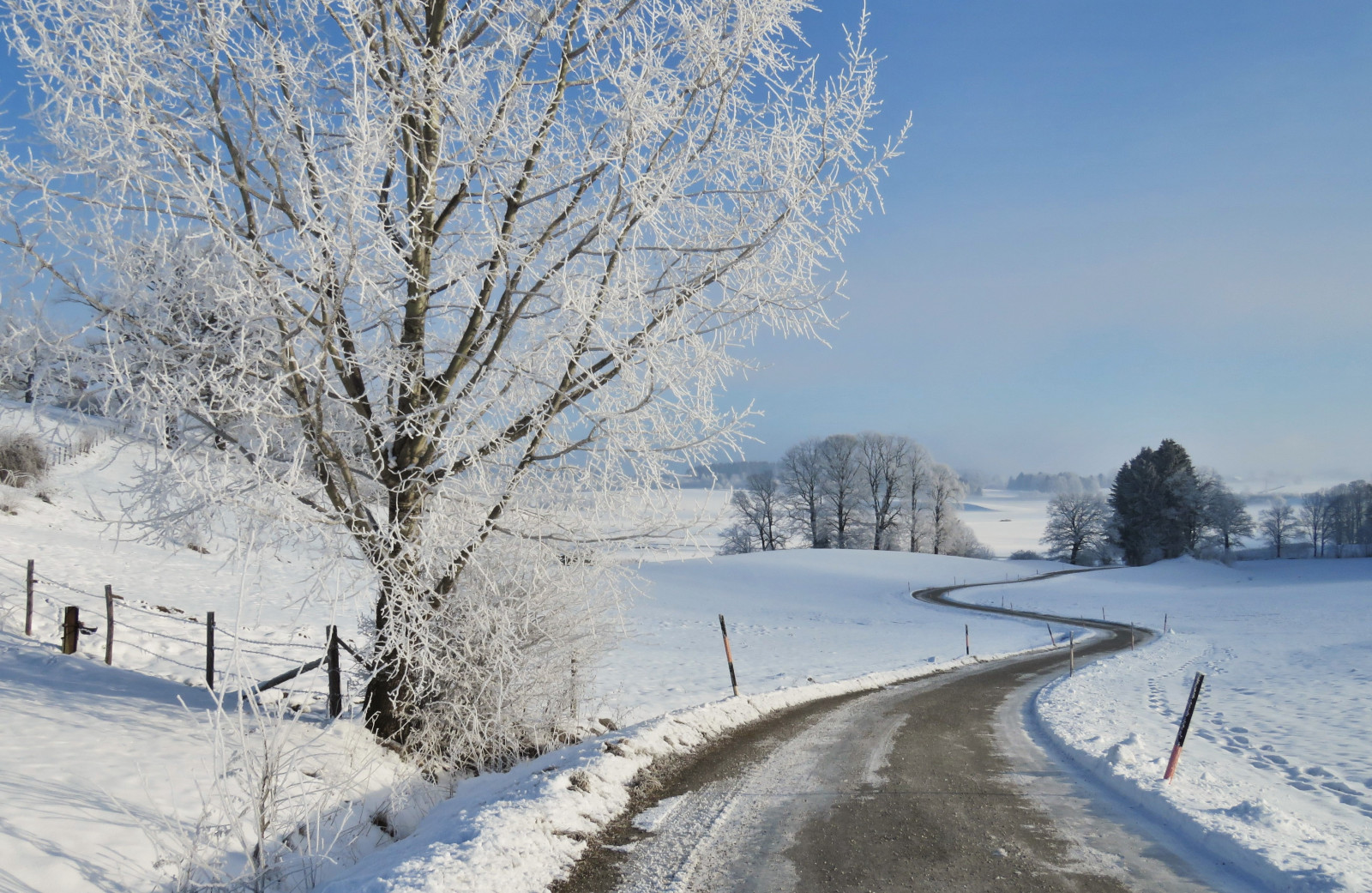 Wallpaper : road, winter, snow, trees, rural, Bavaria, bayern, Germany ...