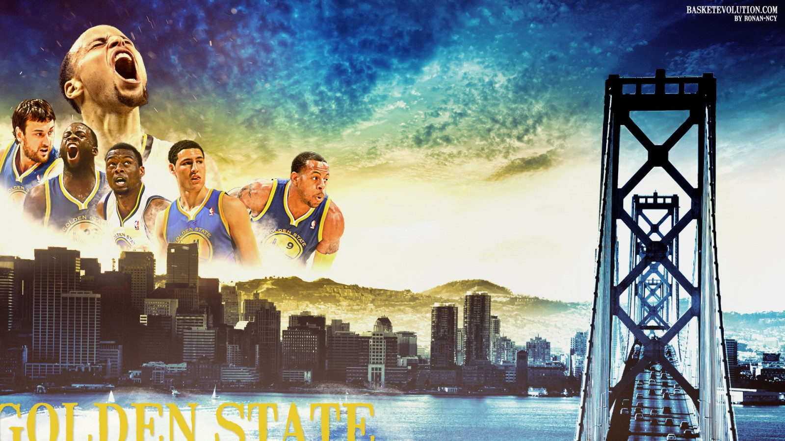 Tapety : 1920x1080 px, Basketball, zlatý, NBA, plakát, Stát, bojovníci ...