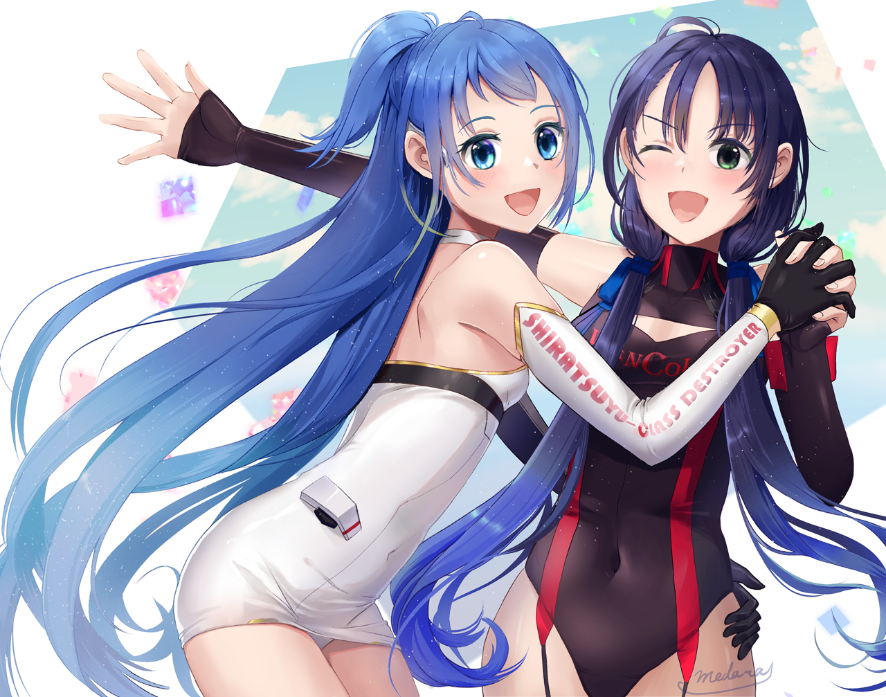 Wallpaper Samidare Kancolle Suzukaze Kancolle Long Hair Blue Hair