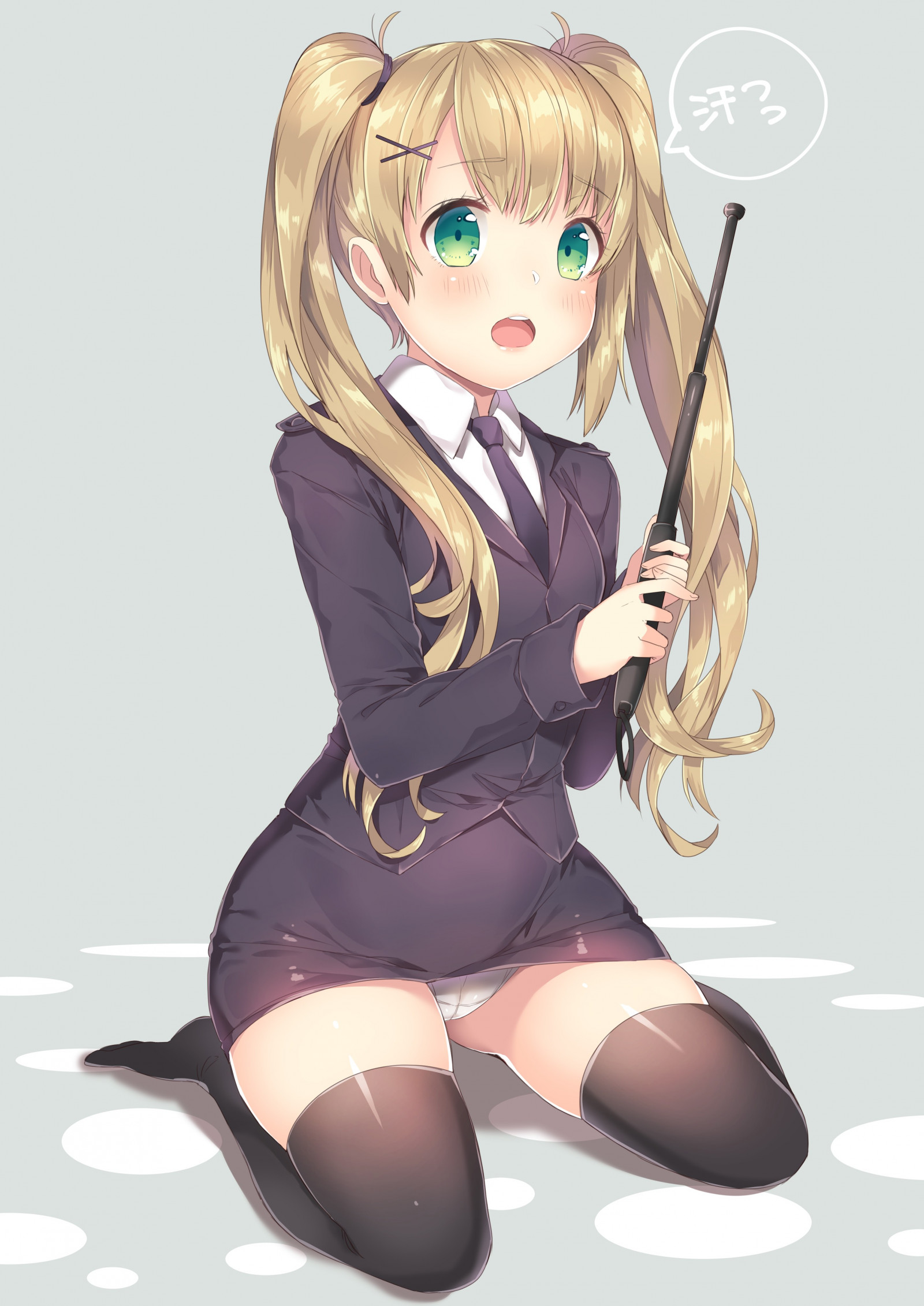 Fondos De Pantalla Ilustración Rubia Pelo Largo Anime Chicas Anime Ojos Verdes Arma
