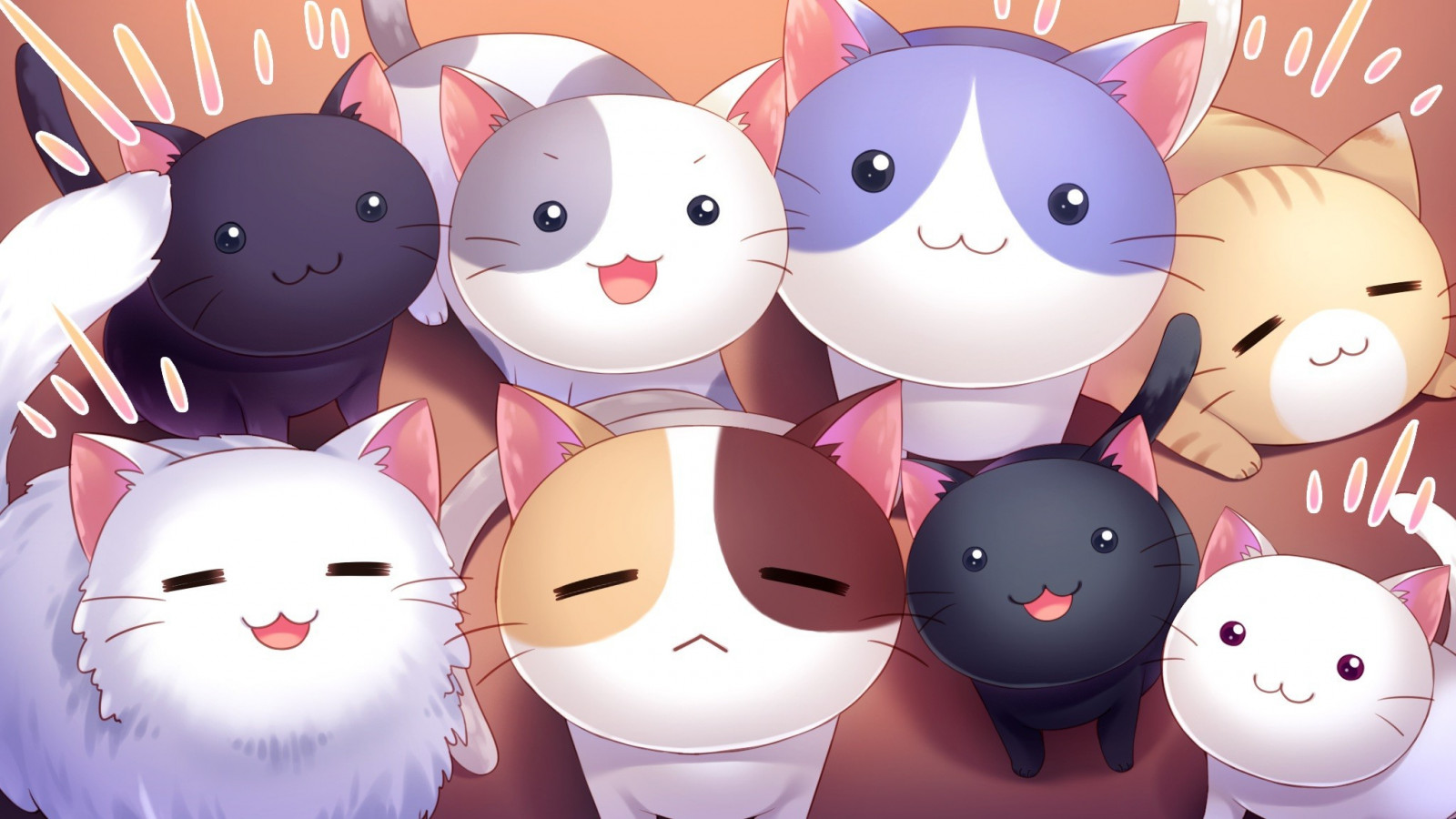 วอลเปเปอร์ : ภาพประกอบ, แมว, อะนิเมะ, การ์ตูน, นิยายภาพ, จมูก, Nyan ...