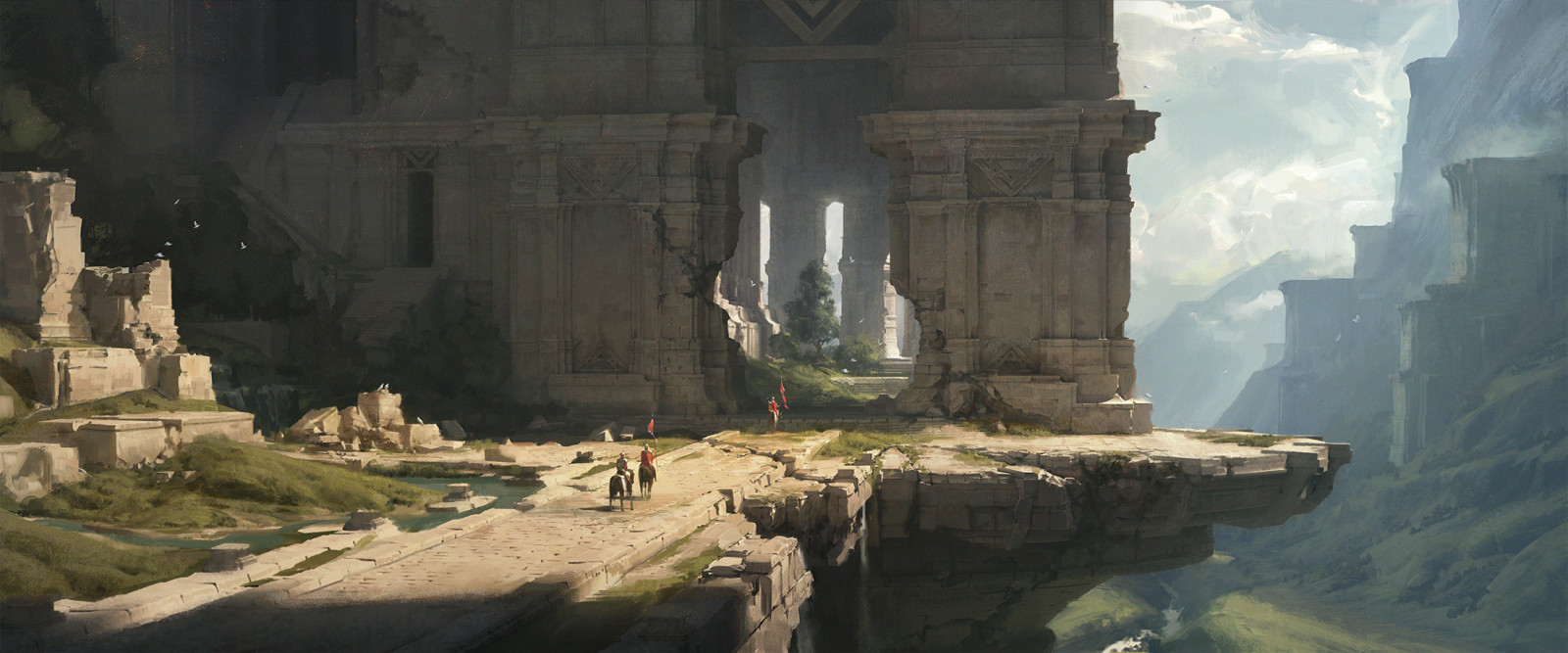 Wallpaper : artwork, digital art, fantasy art, knight, ruins, castle ...