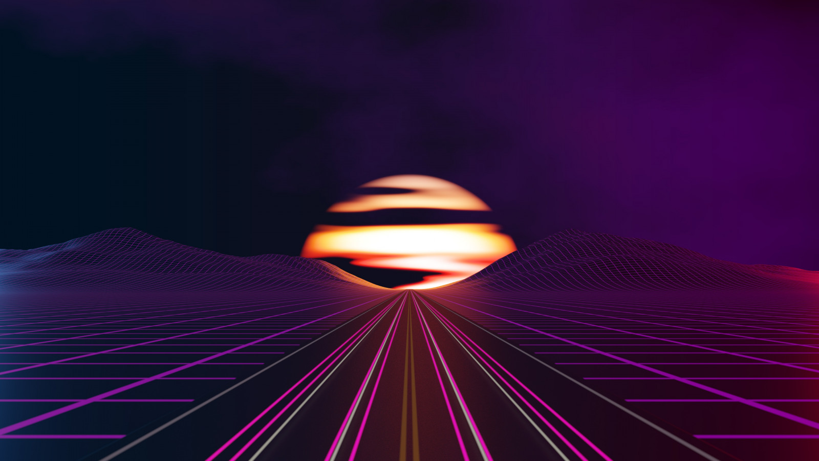 Retrowave City Sunset Wallpaper Backiee