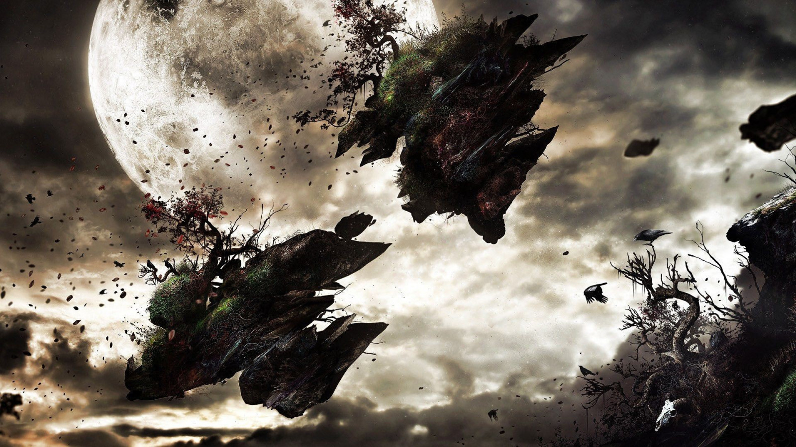 Wallpaper : 1920x1080 px, artwork, destruction, Moon 1920x1080 ...