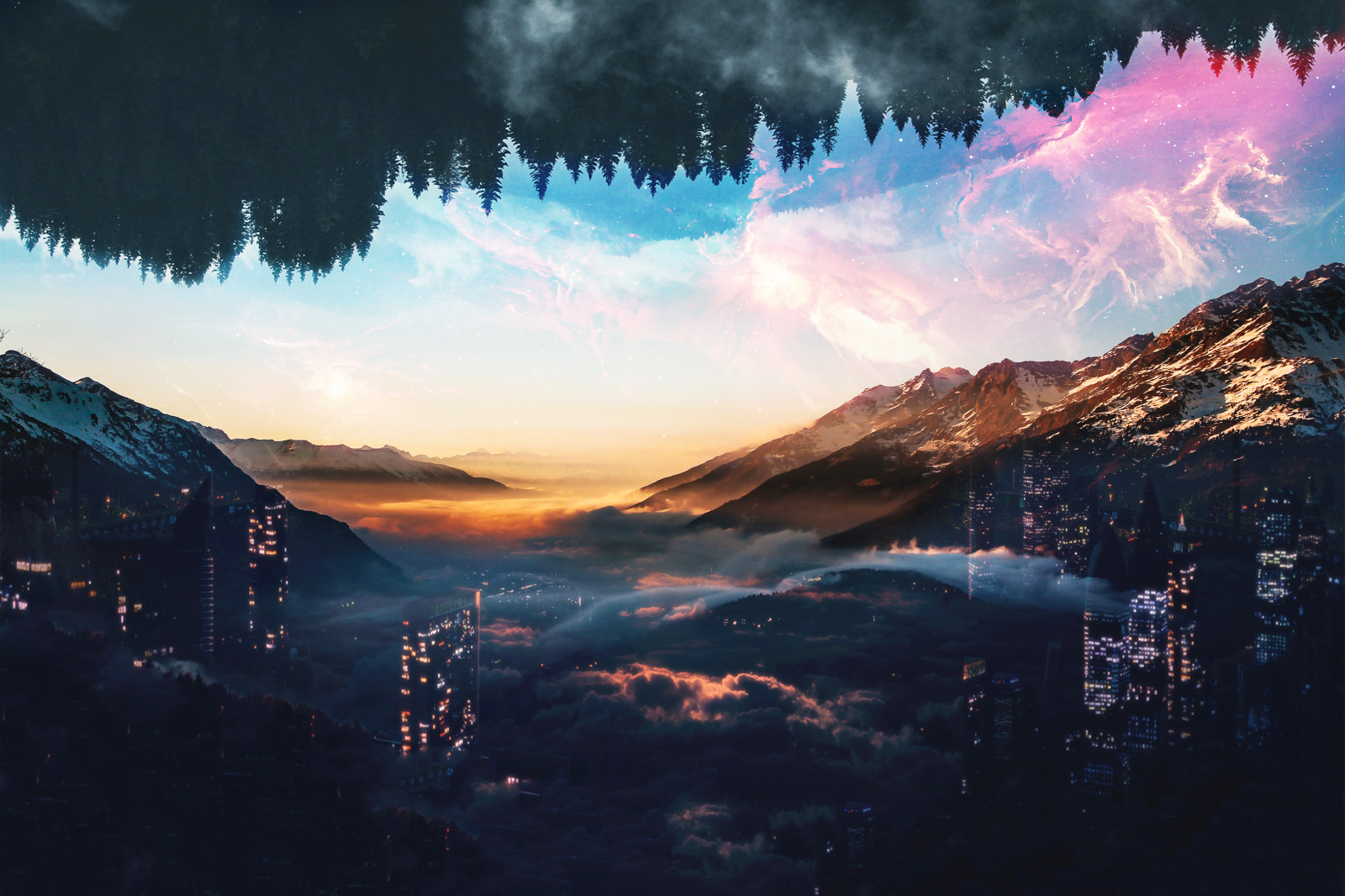 Wallpaper : galaxy, inverted land, landscape, futuristic 3240x2160 ...