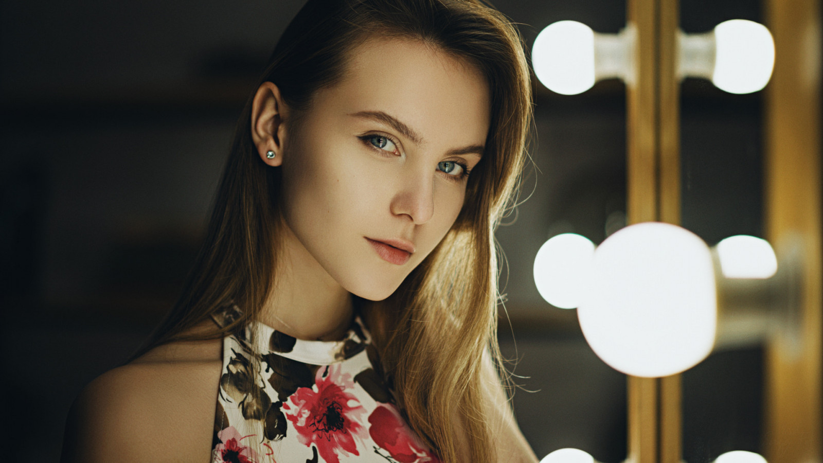 Wallpaper Women Sergey Fat Blonde Gray Eyes Face Portrait