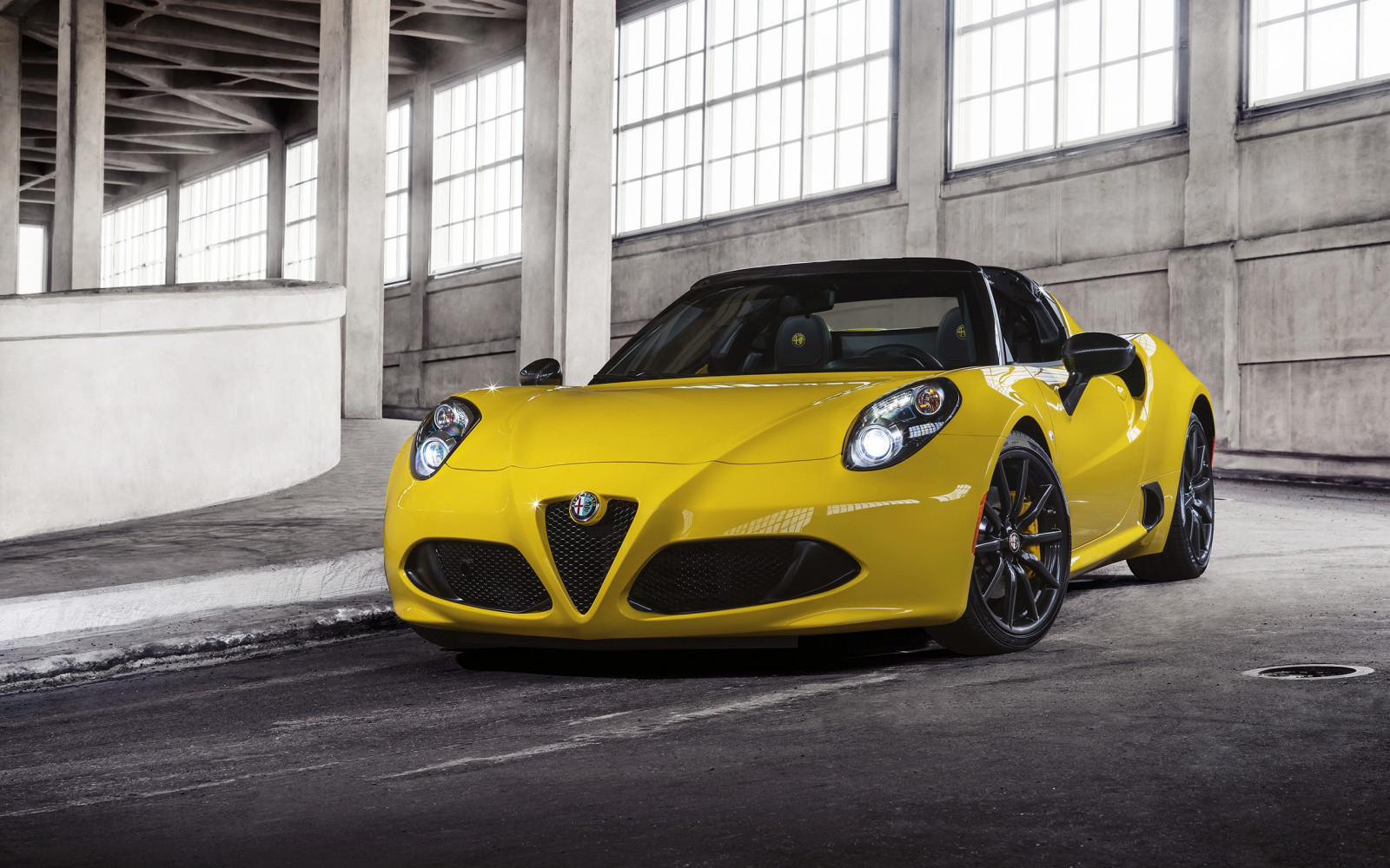 Wallpaper : sports car, Alfa Romeo 4C Spider, wheel, supercar, land ...