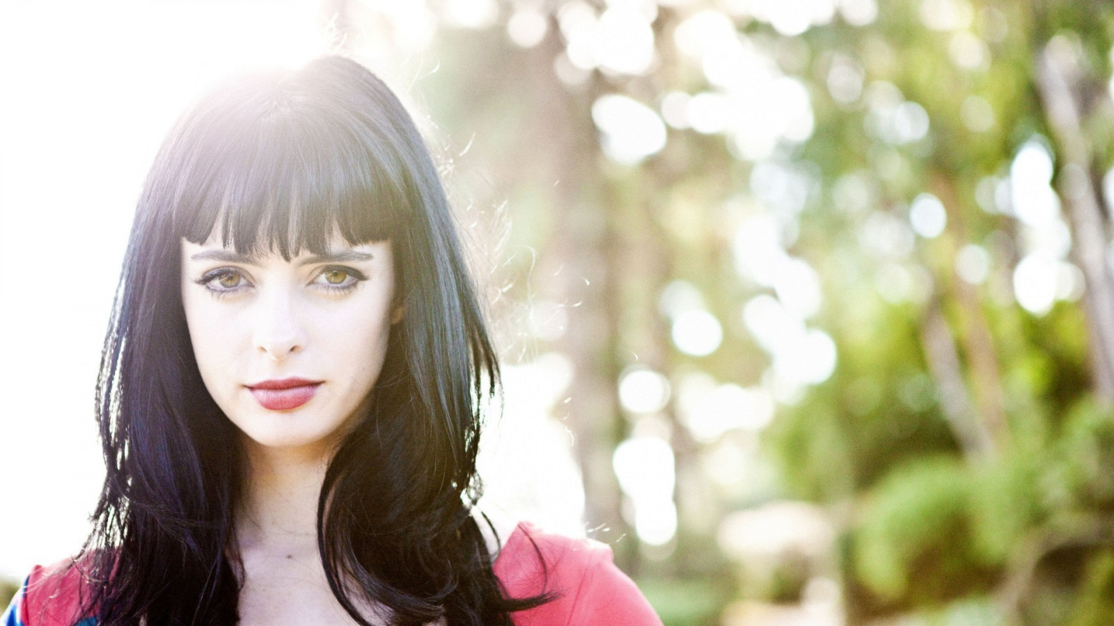 Wallpaper : face, sunlight, model, long hair, green eyes, dark hair ...