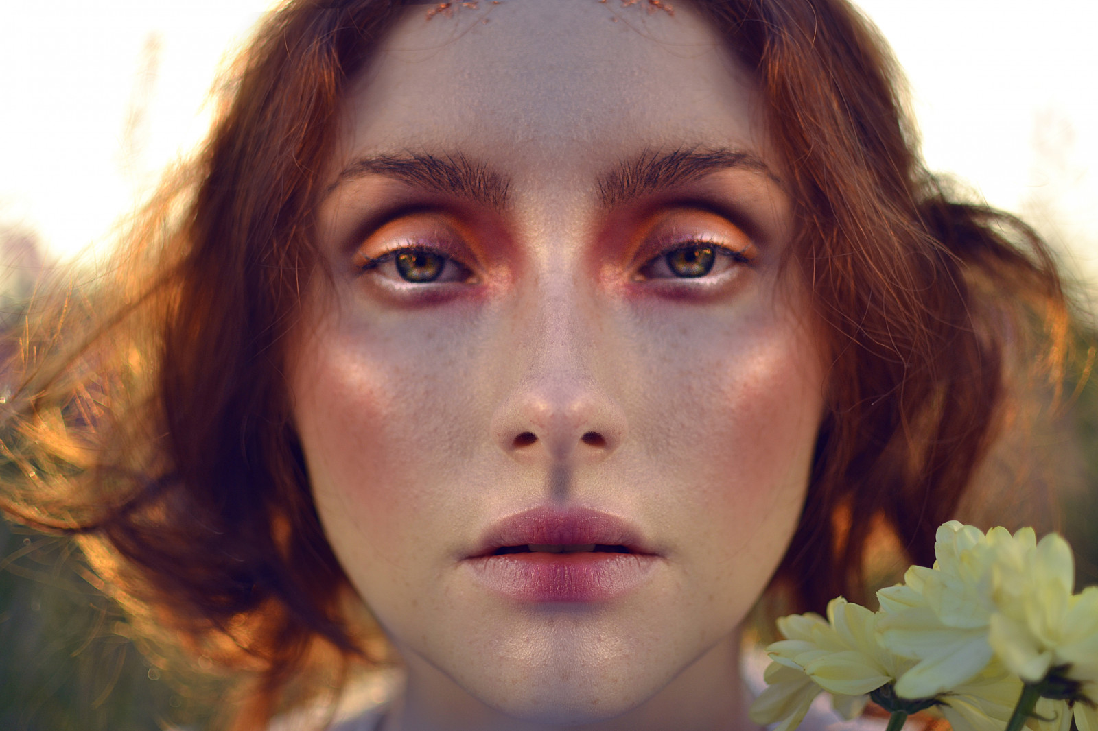 Wallpaper : face, model, long hair, makeup, calm, Sun, orange, fashion ...