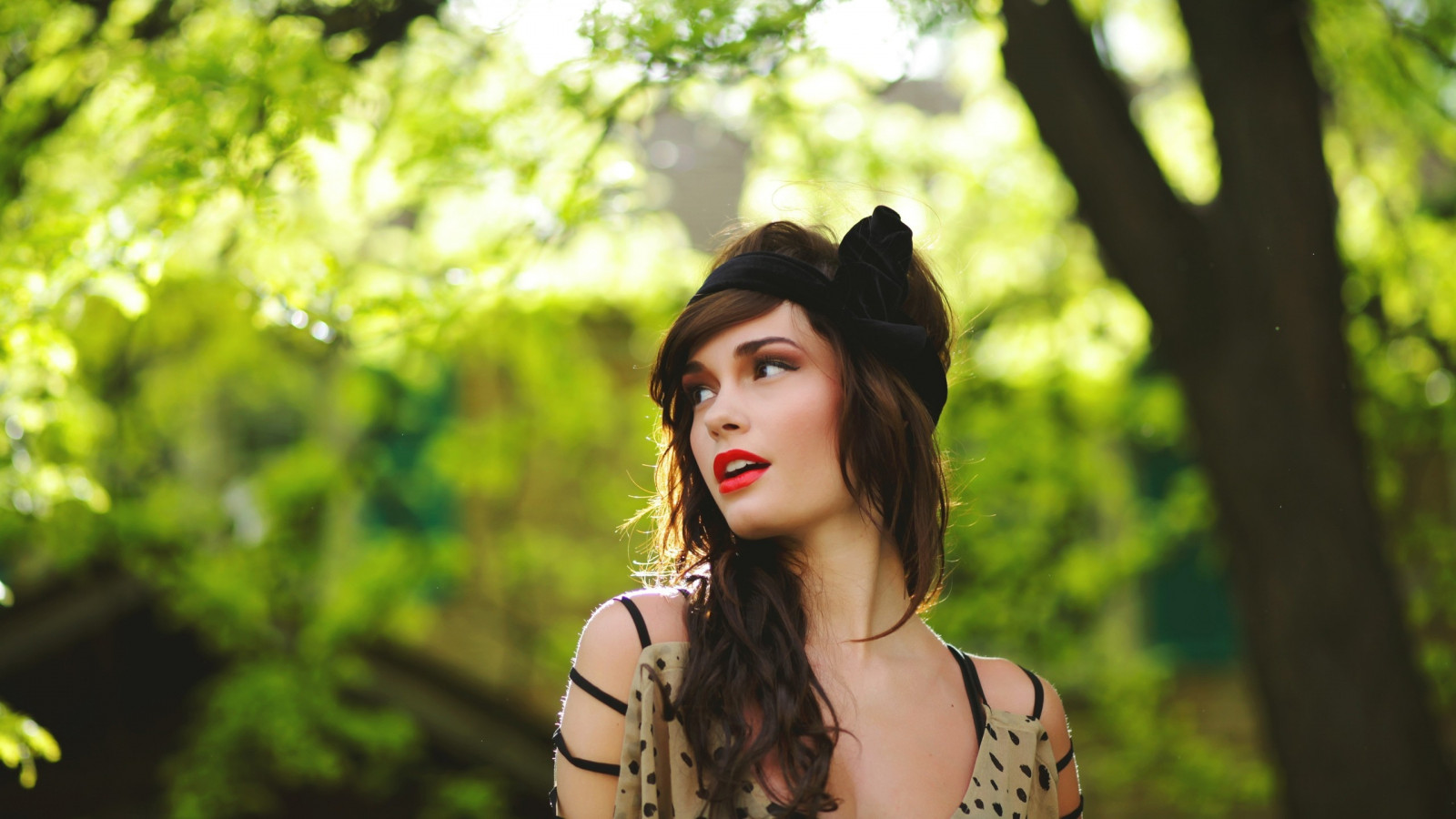 Wallpaper Face Sunlight Forest Women Outdoors Model Long Hair