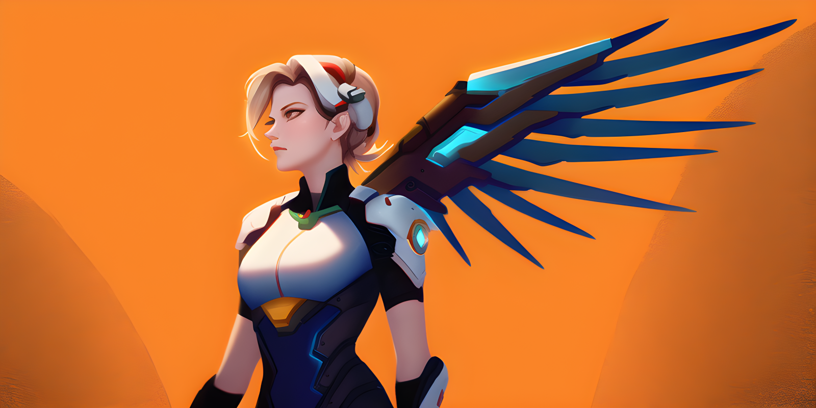 Fond d'écran : Mercy Overwatch, Fond orange, Fond simple, plain ...