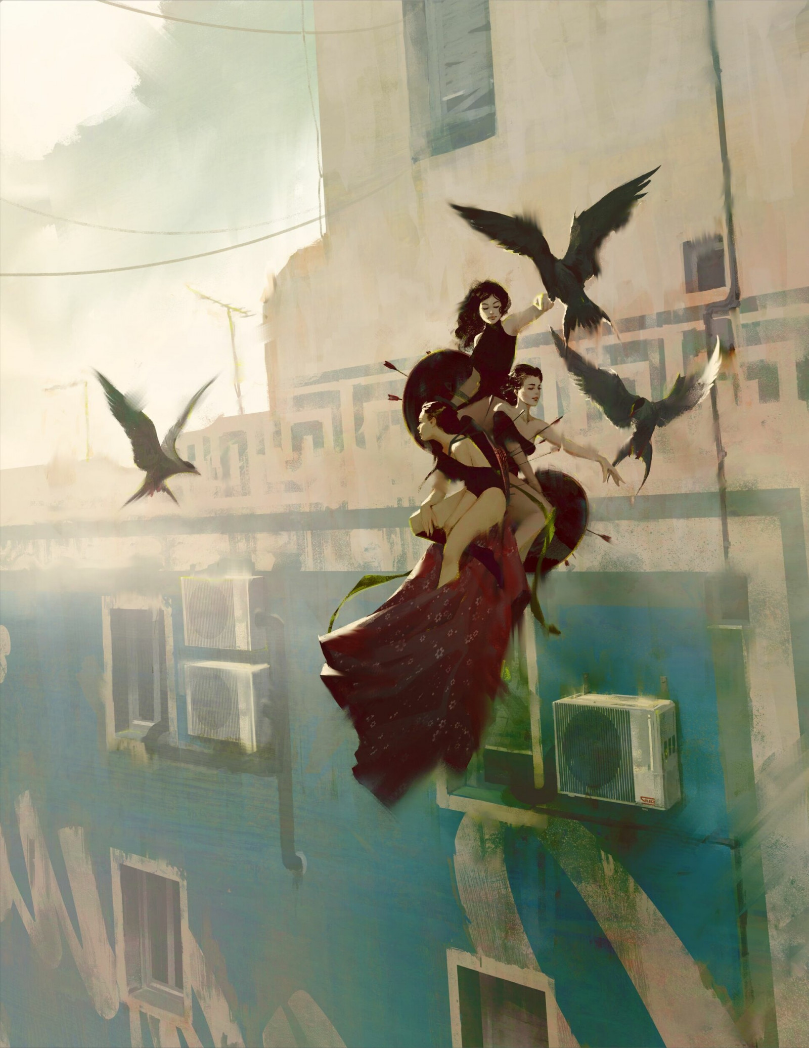 Wallpaper : ArtStation, fantasy girl, fantasy art, birds, artwork ...