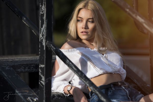 Wallpaper Women Model Blonde Looking Away Long Hair Bare