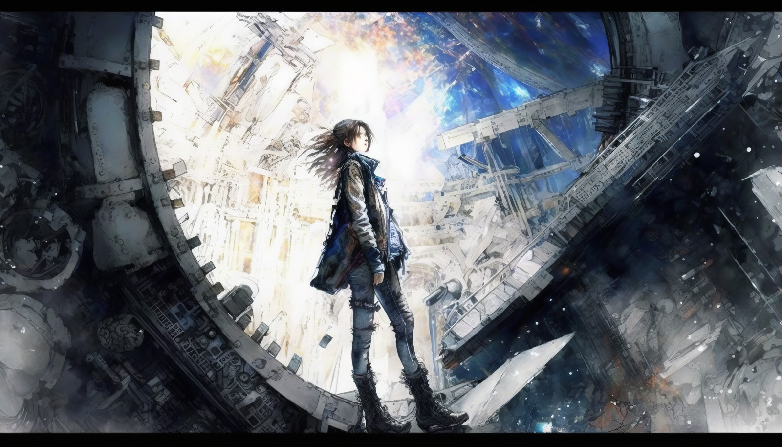 Wallpaper : ai art, illustration, anime girls, interior, spaceship ...