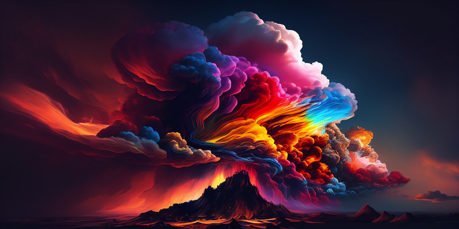 Wallpaper : karya seni, seni digital, pegunungan, awan-awan, warna ...