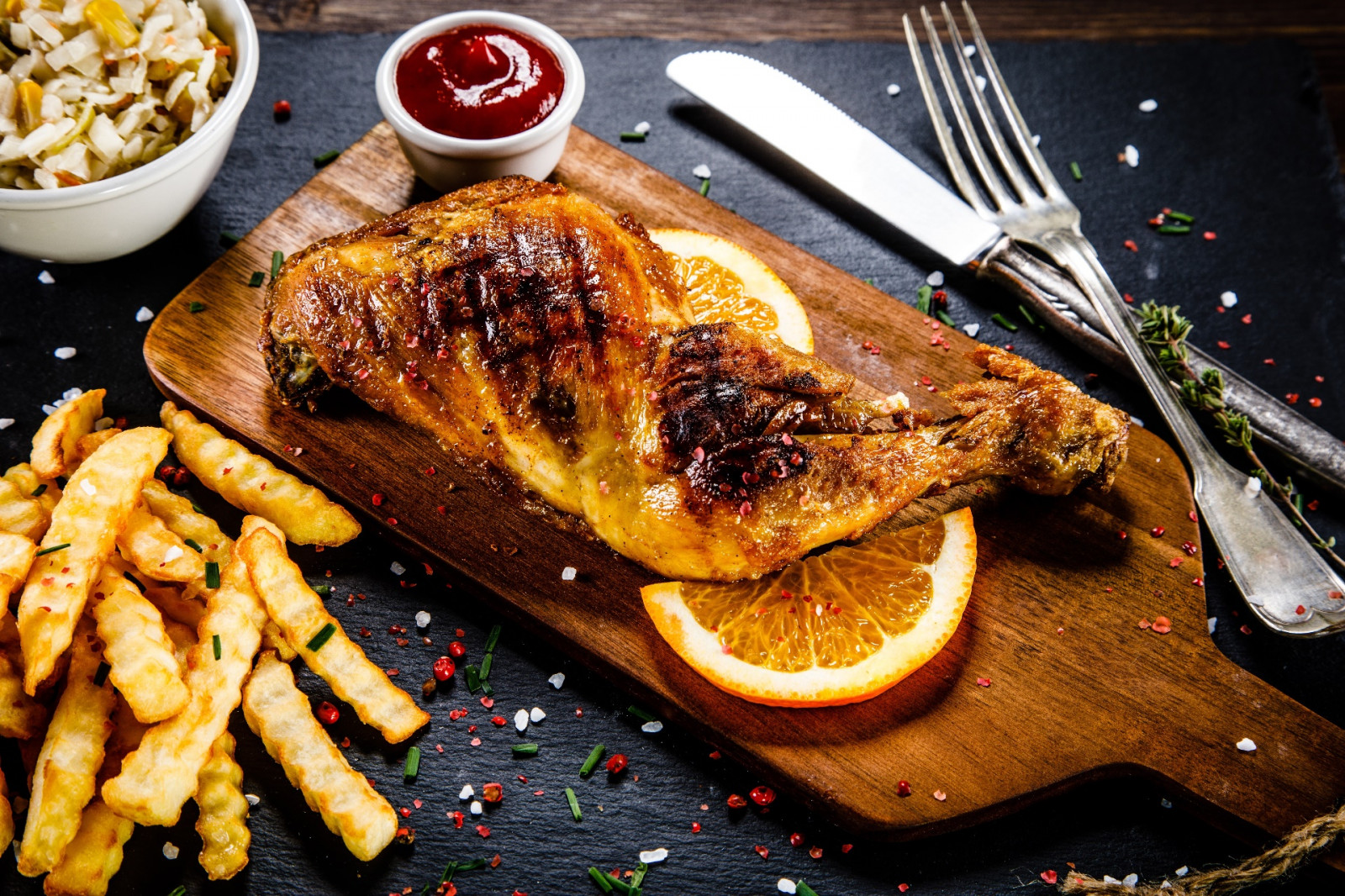 Obrázky na plochu : jedlo, mäso, Kura, Hranolky 1920x1280 ...