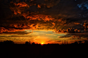 Wallpaper : pegunungan, matahari terbenam, awan-awan, orange sky ...