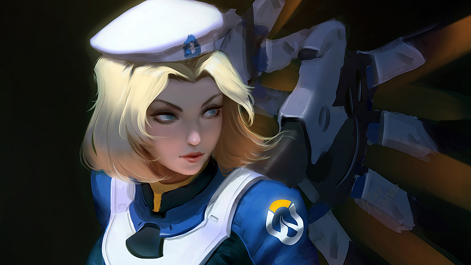 วอลเปเปอร์ : วีดีโอเกมส์, Combat Medic Ziegler, Mercy Overwatch, สีบลอน ...