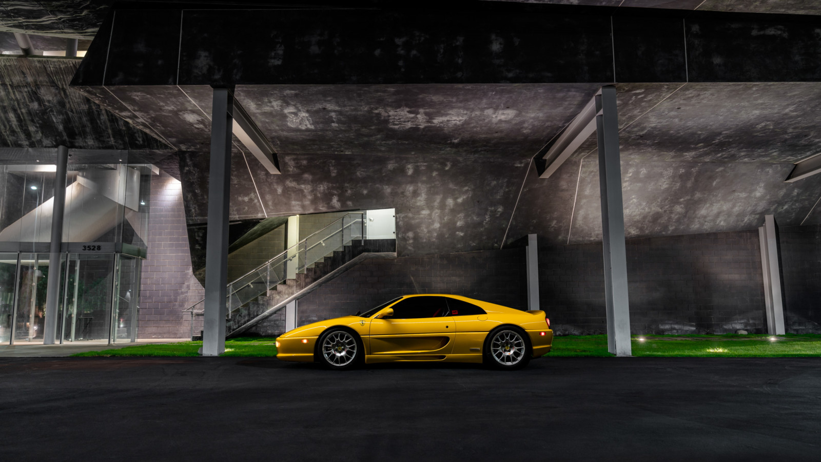 Wallpaper : ferrari f355, yellow cars, italian cars, night 2560x1440 ...