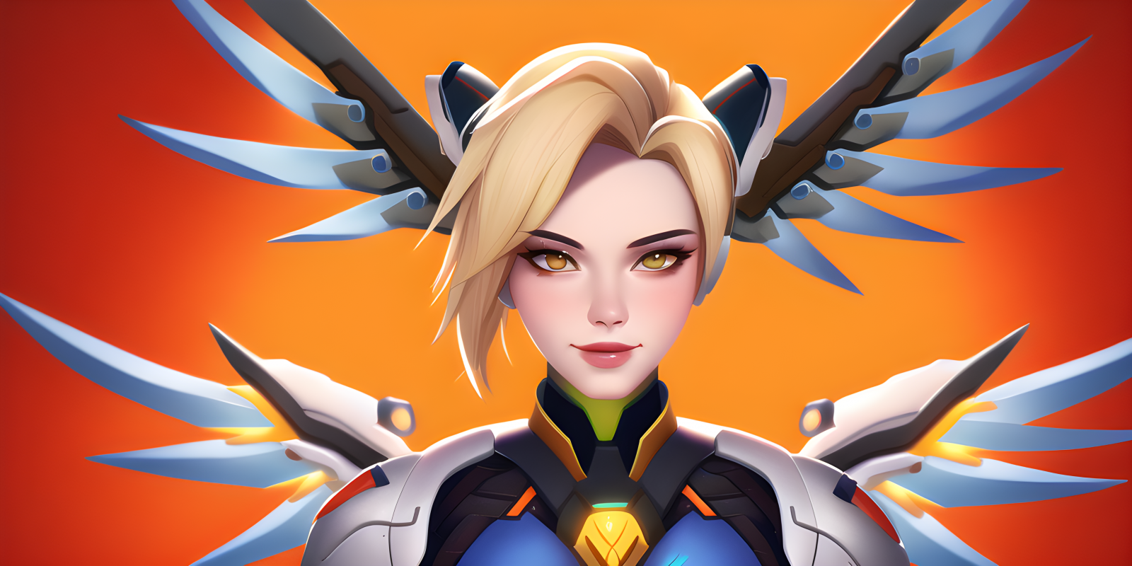 Wallpaper : Mercy Overwatch, orange background, simple background ...