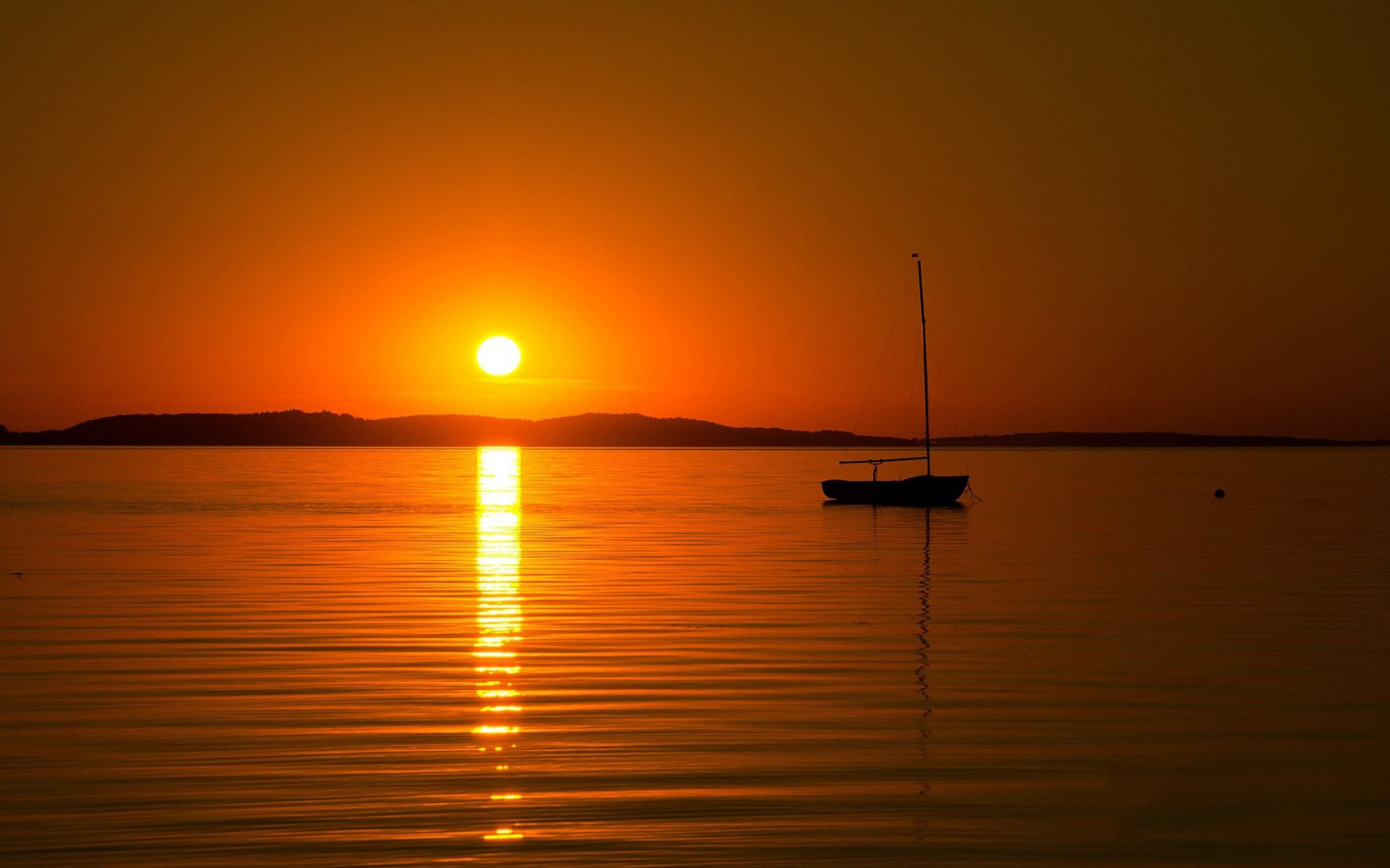 Wallpaper Sunlight Boat Sunset Sea Reflection Silhouette