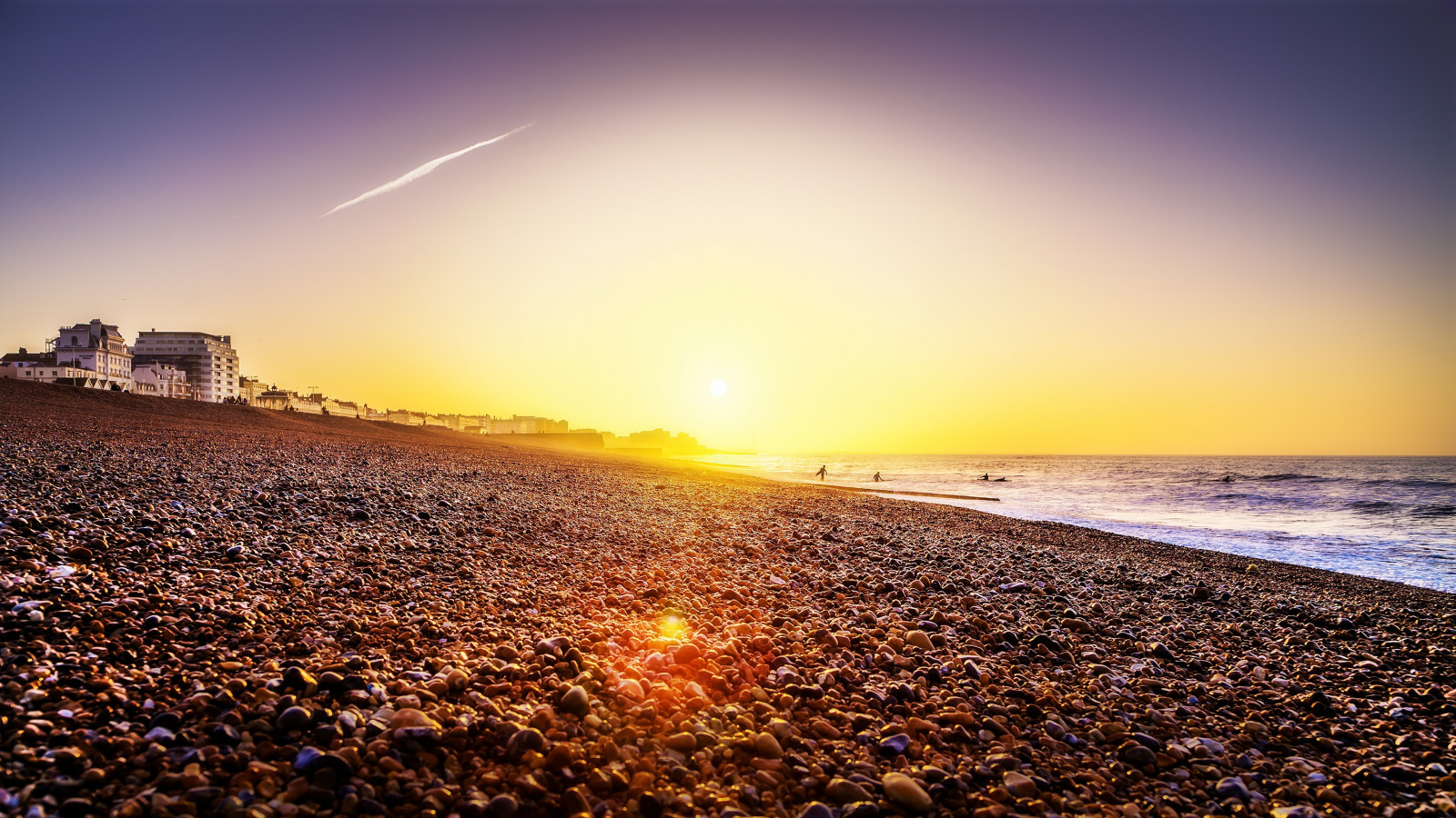 Obrázky na plochu : slnečnému žiareniu, krajina, západ slnka, more ...