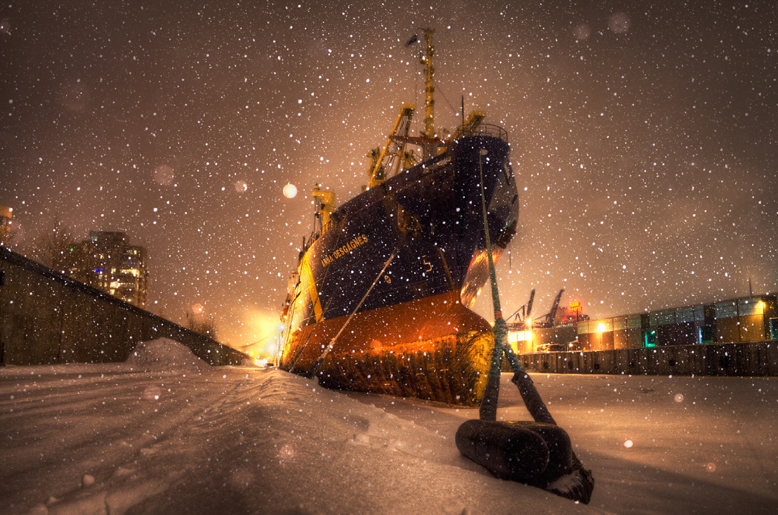 Wallpaper : ship, boat, night, water, sky, snow, winter, photography ...