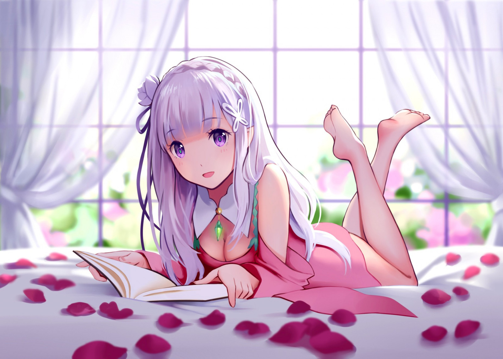 Wallpaper Illustration Long Hair Anime Girls Legs Purple Hair