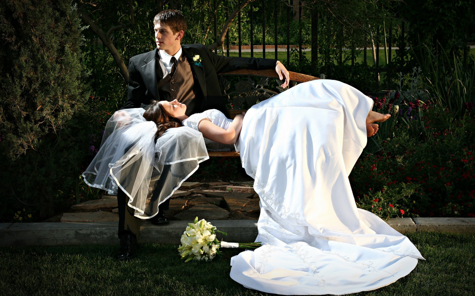 Wallpaper Men Women Dress Bench Weddings Brides Romance Man Wedding Bride Groom