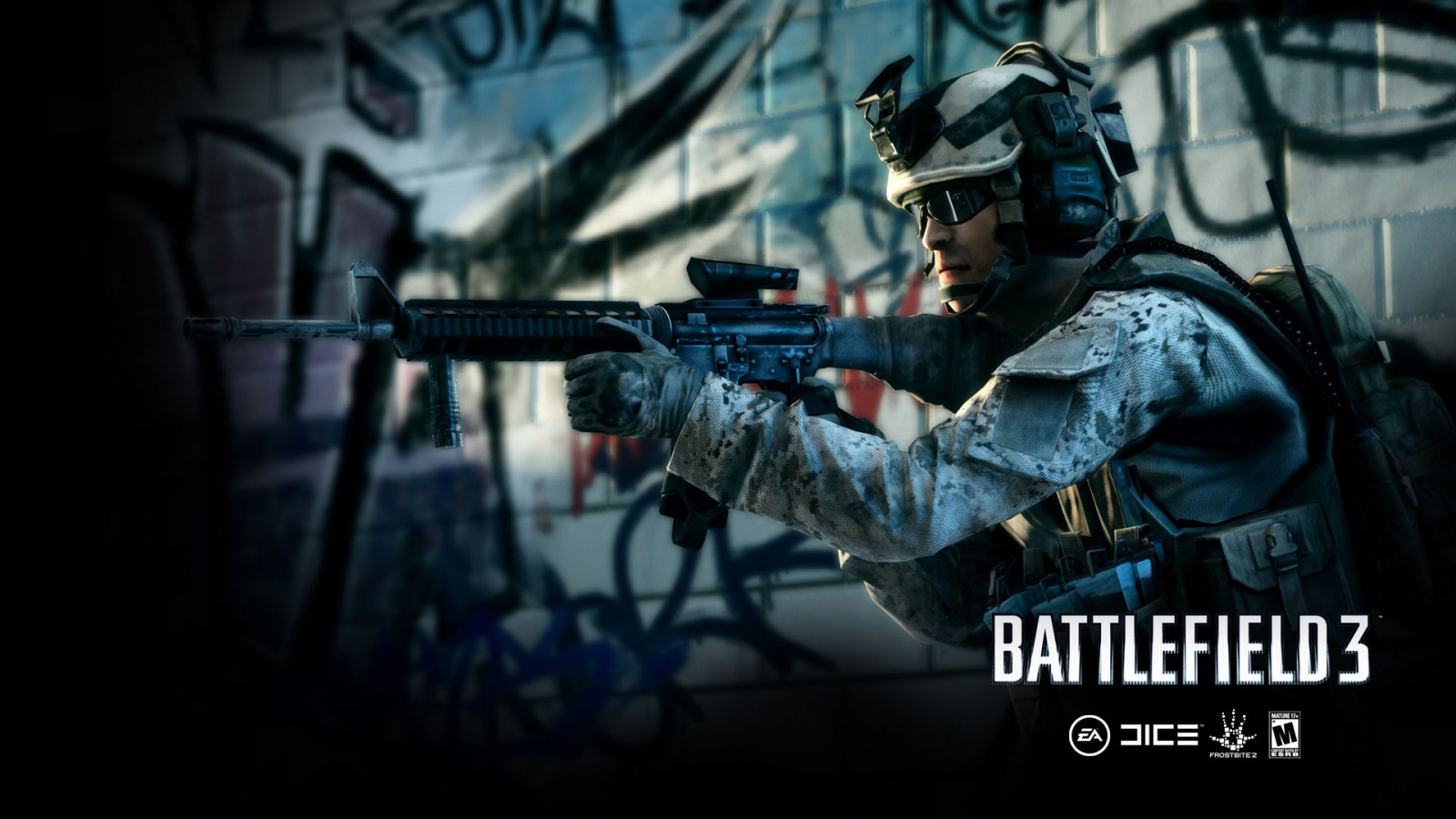 Wallpaper : Battlefield 3, soldier, gun, ammunition, wall, graffiti ...