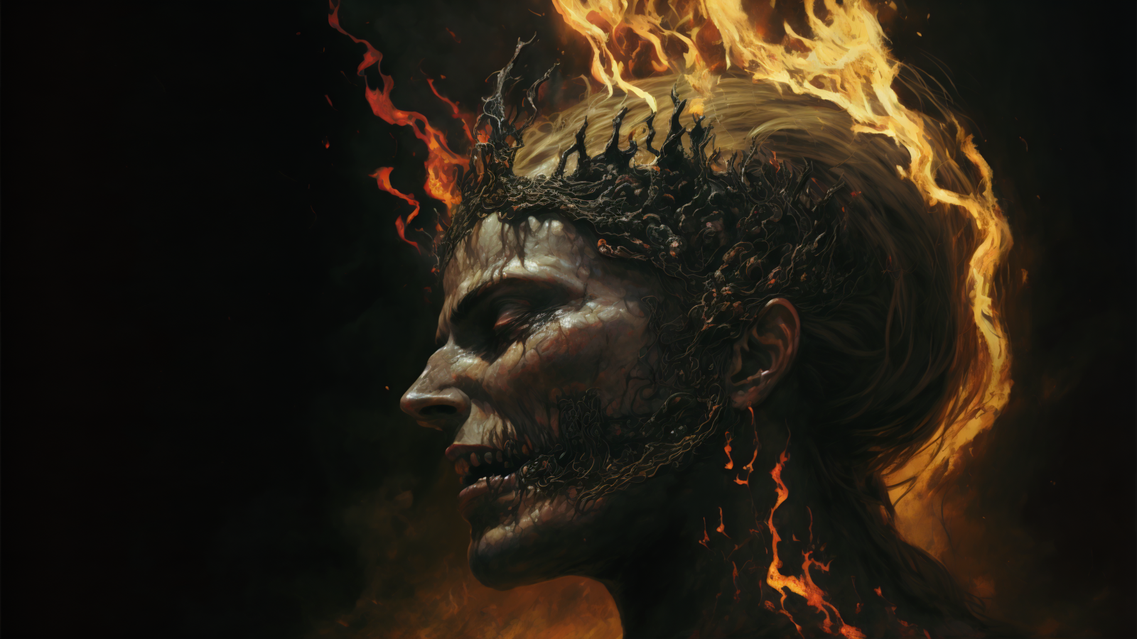 Wallpaper : ai art, fire, head, scars, burning 3840x2160 - ljcandwxc ...