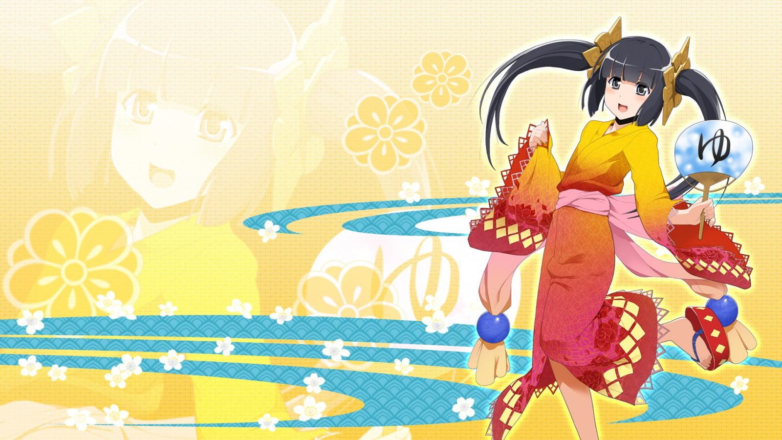 Wallpaper : illustration, anime, cartoon, mmorpg, kimono, play, Onigiri ...