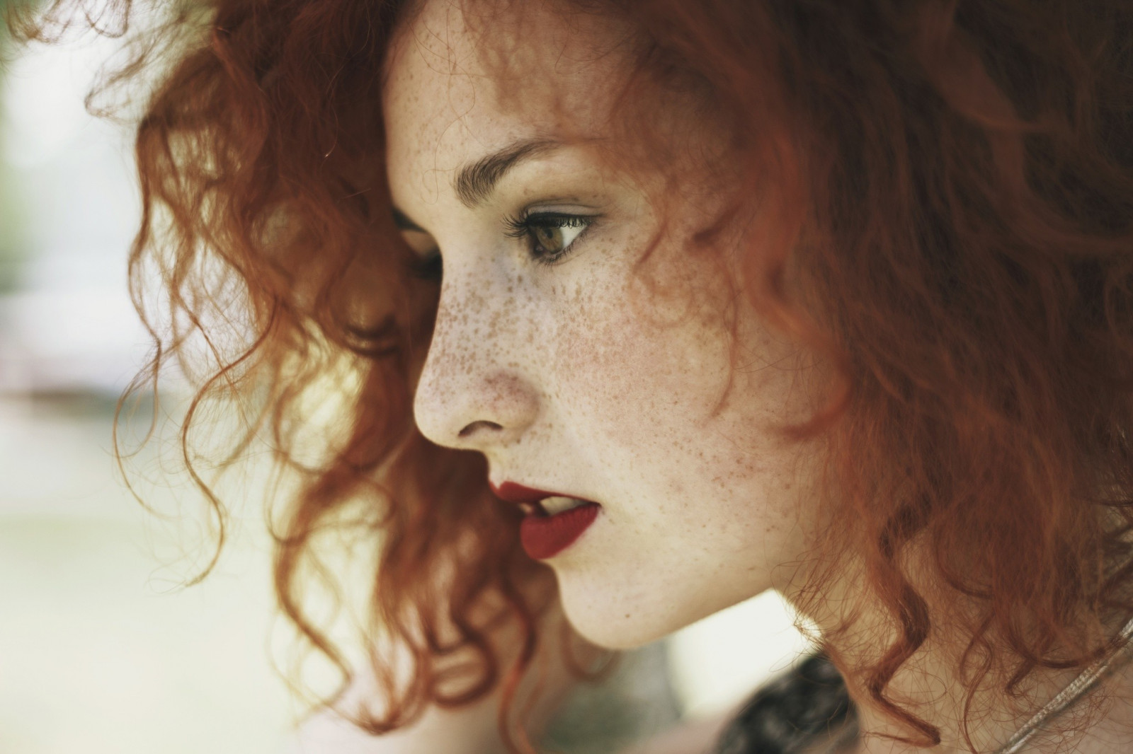 Wallpaper Face Women Redhead Model Red Green Eyes Freckles